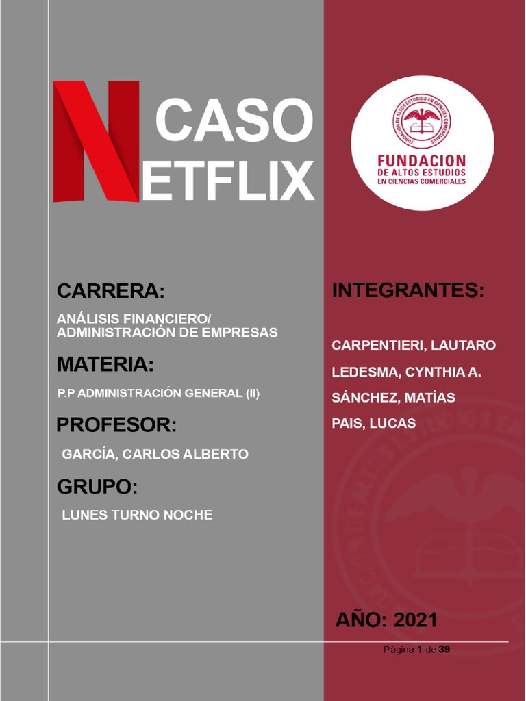 Análisis completo de Netflix: Misión y Estructura | PDF | Netflix ...
