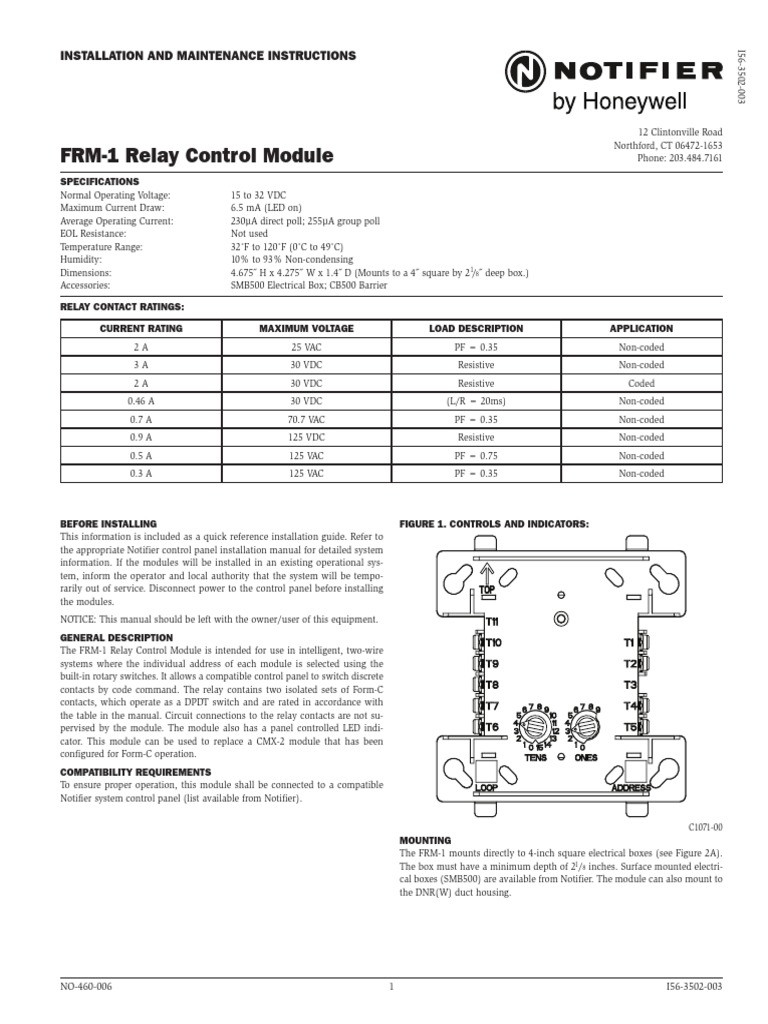 Frm-1 Relay Control Module: Installation and Maintenance Instructions ...