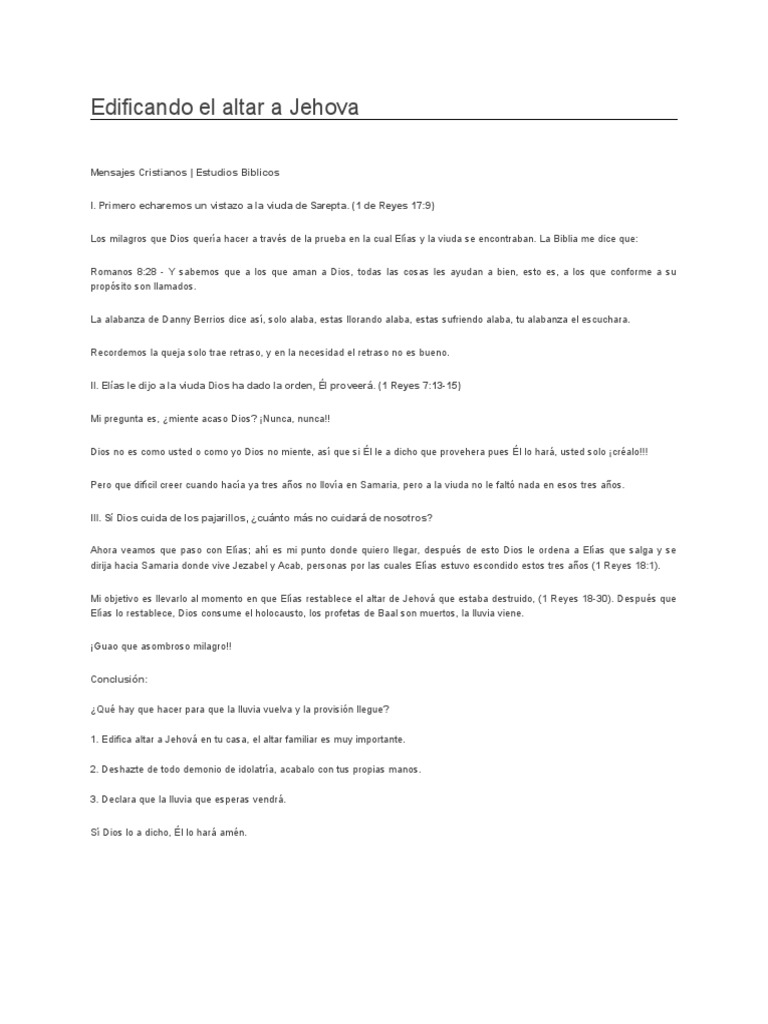Edificando El Altar A Jehova | PDF