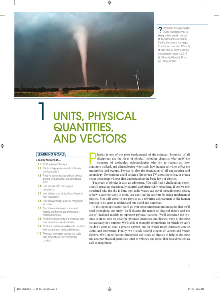 Units, Physical Quantities, and Vectors: Learning Goals | PDF | International System Of Units ...