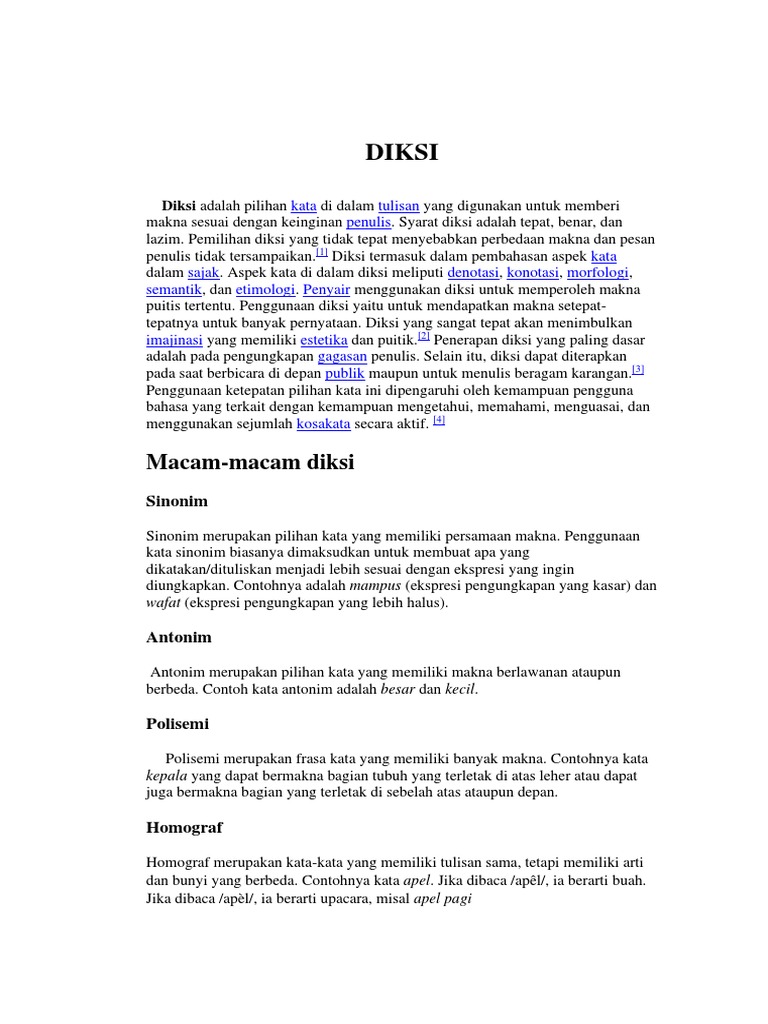 Diksi PDF | PDF | Seni & Disiplin Bahasa | Kajian Bahasa Asing