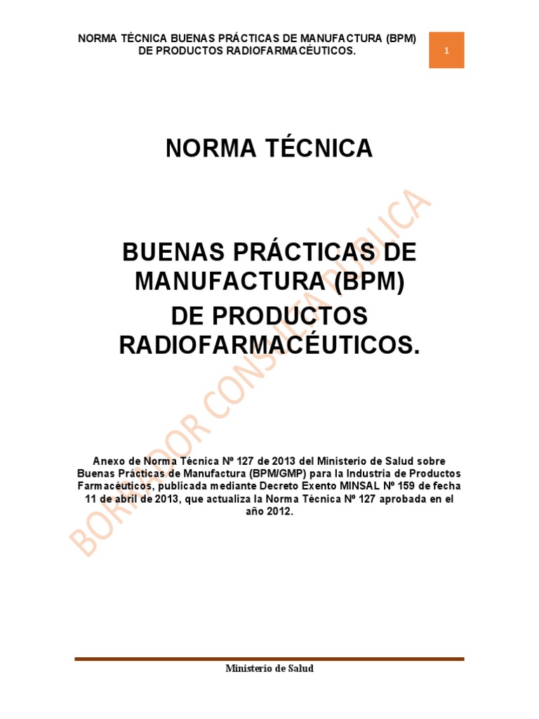 BPM para Productos Radiofarmacéuticos | PDF | Radionúclido | Radiación ...