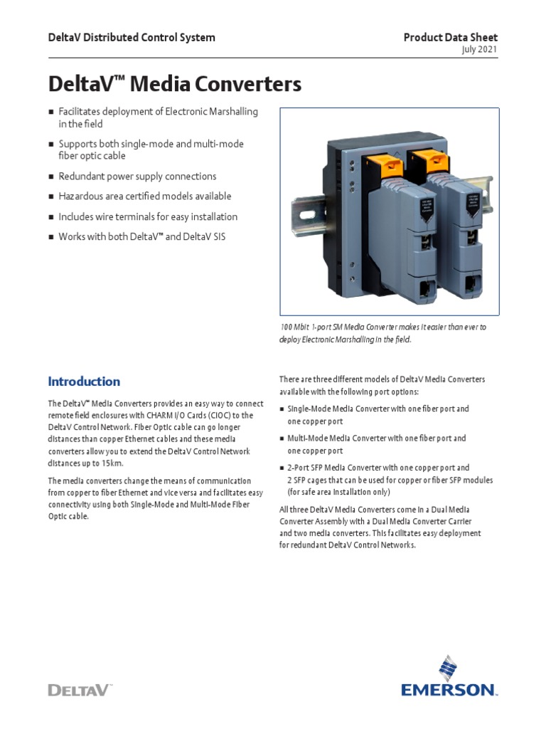 Deltav Media Converters: Product Data Sheet Deltav Distributed Control ...