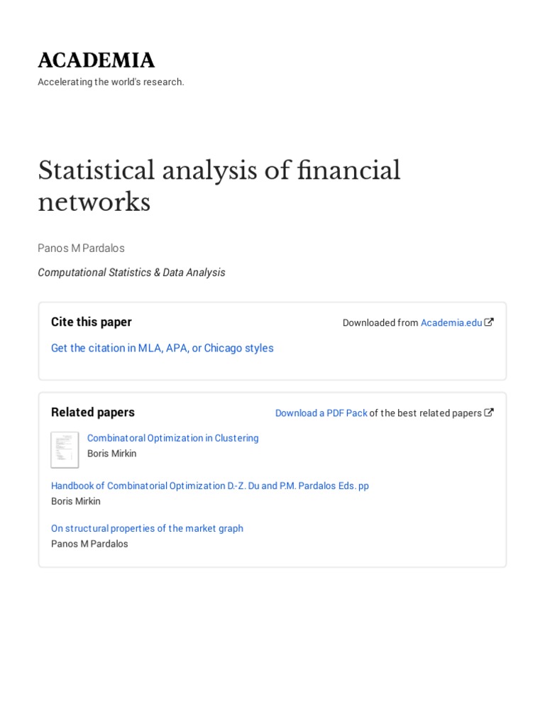 Statistical Analysis of Financial Networks: Cite This Paper | PDF ...