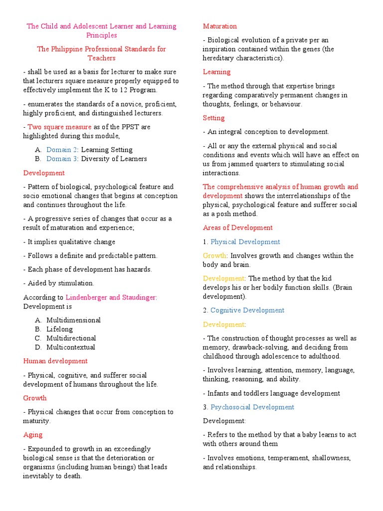 The Child and Adolescent Learner and Learning Principles Reviewer | PDF ...