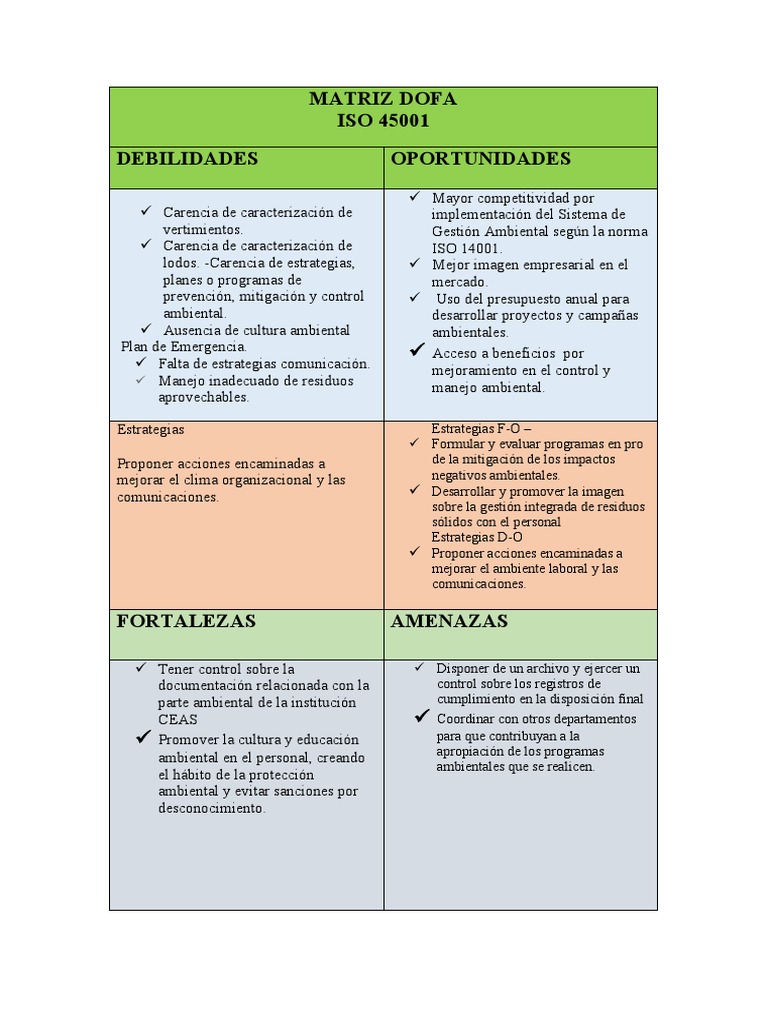 Matriz Dofa | PDF | Análisis FODA | Business
