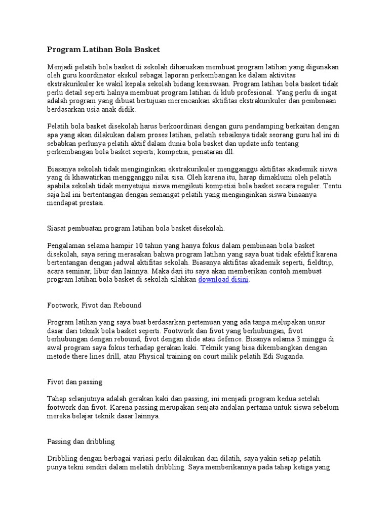 Program Latihan Bola Basket | PDF