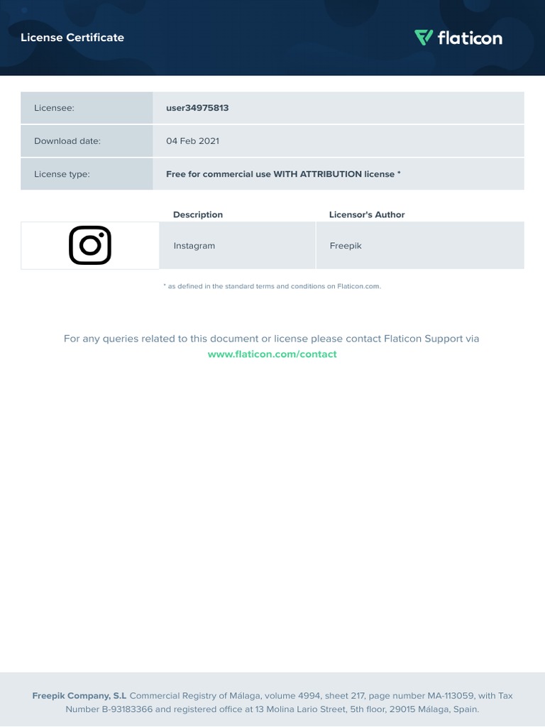 Free License Certificate for Commercial Use of Instagram Icon from ...