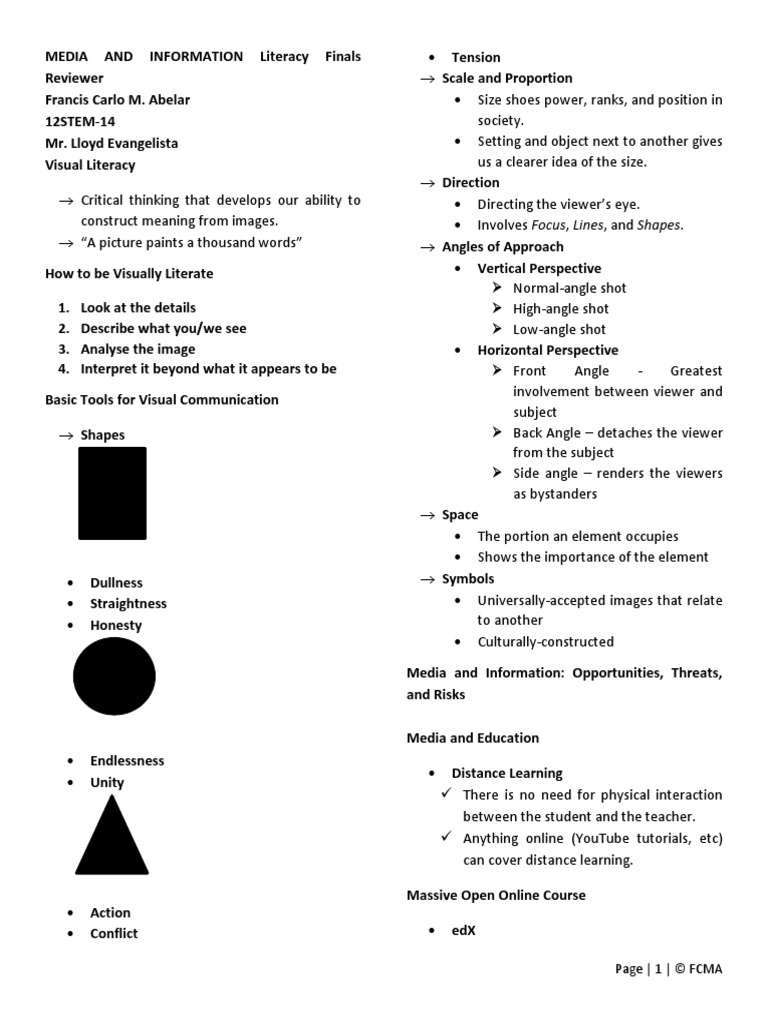MIL FINALS Reviewer | PDF | Composition (Visual Arts)