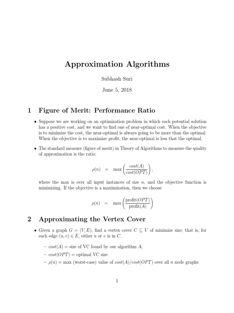 Approximation Algorithms Pdf Algorithms And Data Structures Computer Science