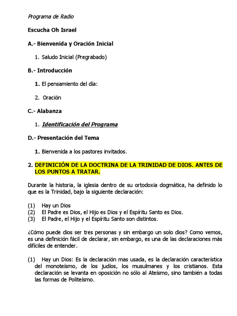 Bosquejo Programa Marzo 10 de 2021 | PDF | Dios | Trinidad