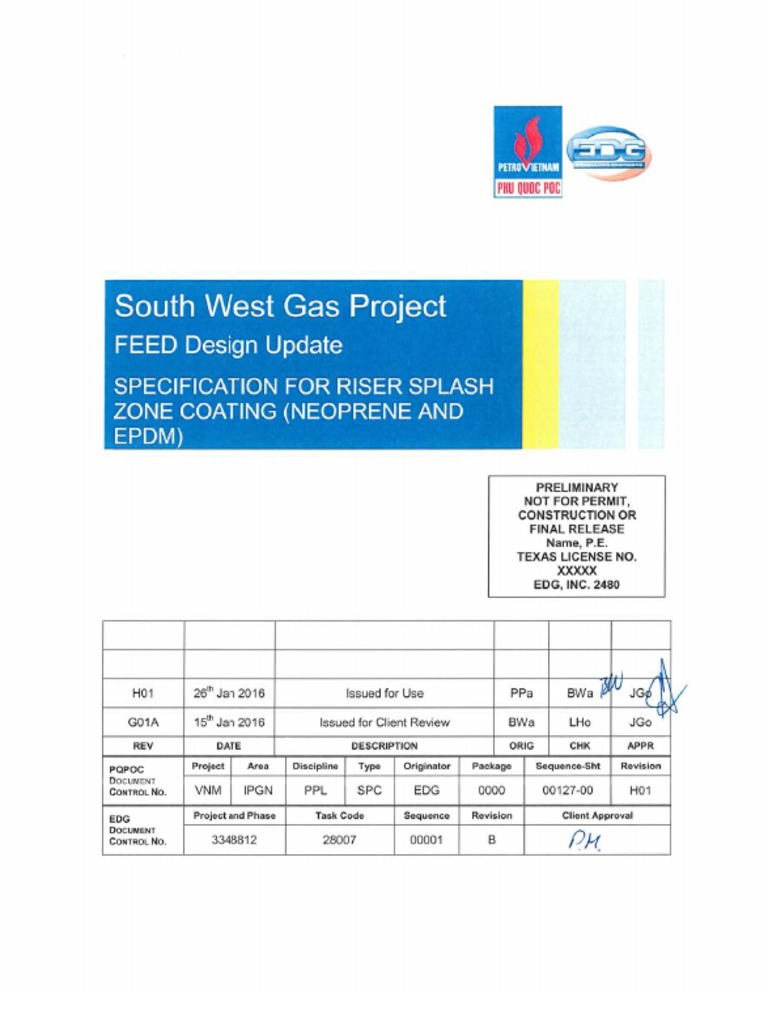 Specification for Riser Splash Zone Coating (Neoprene and EPDM) | PDF ...