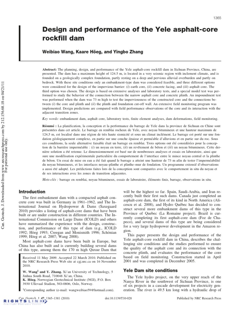 Asphalt Core Rock Fill Dam | PDF | Dam | Concrete