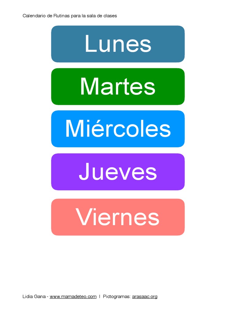 Calendario de Rutinas Escolares | PDF