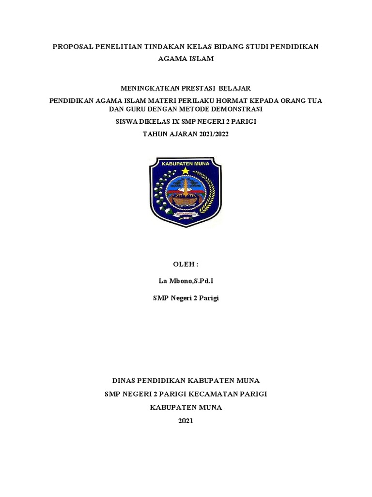 PROPOSAL PENELITIAN TINDAKAN KELAS BIDANG STUDI PENDIDIKAN AGAMA ISLAM ...