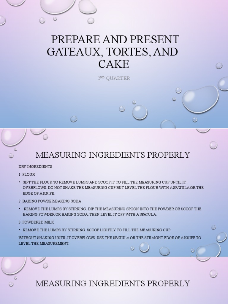 Prepare and Present Gateaux, Tortes, and Cake: 2 Quarter | PDF | Cakes ...