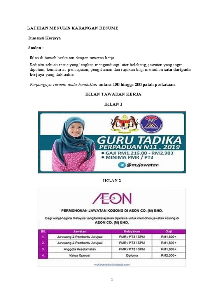 Latihan Menulis Karangan Resume | PDF