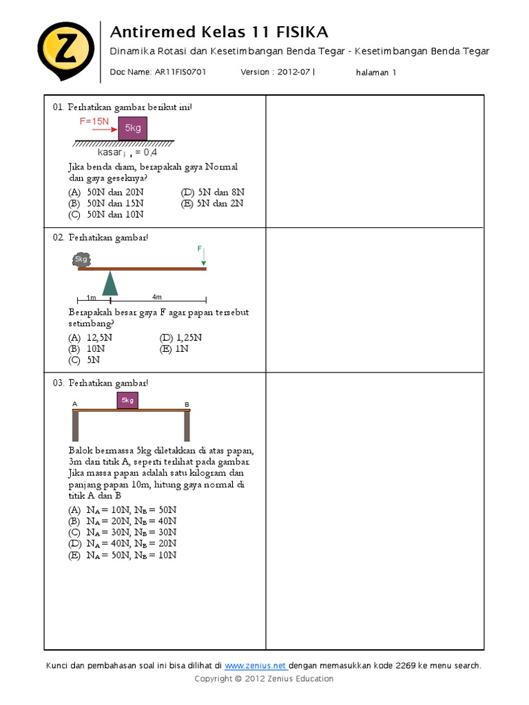 Soal Keseimbangan Benda Tegar | PDF