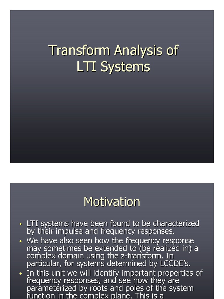 Transform Analysis of LTI Systems | PDF | Signal Processing | Telecommunications Engineering