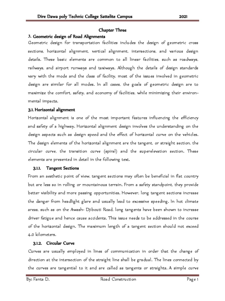 Geometric Design Principles for Road Alignments: Calculating Horizontal ...