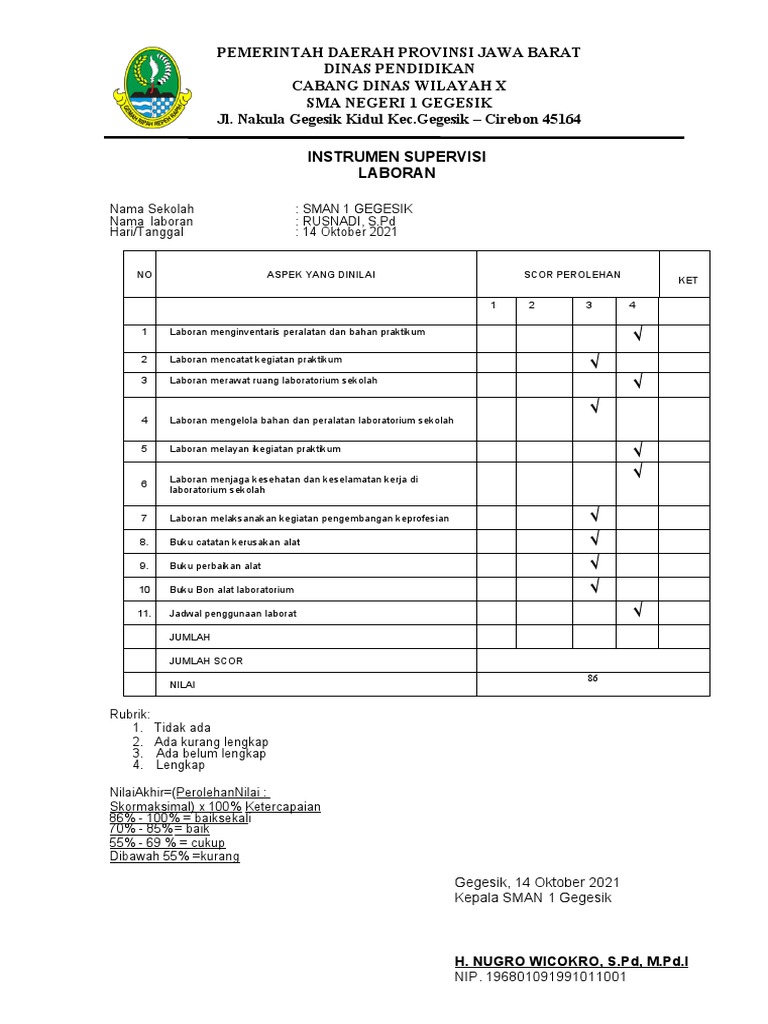 SUPERVISI LABORATORIUM | PDF