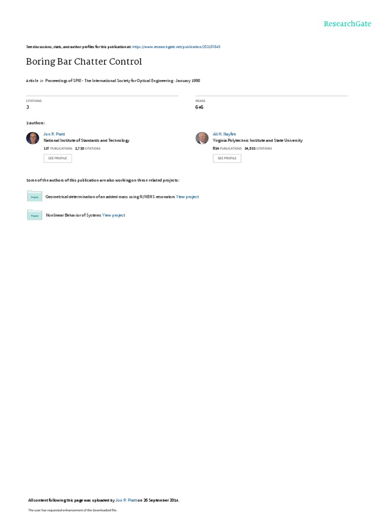 Boring Bar Chatter Control | PDF | Amplifier | Mechanics