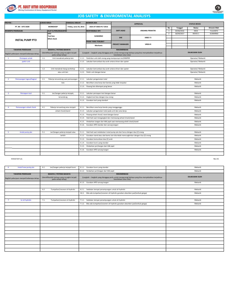 JSEA-DT-0003-PLT-2016 Instal Pump PTO | PDF