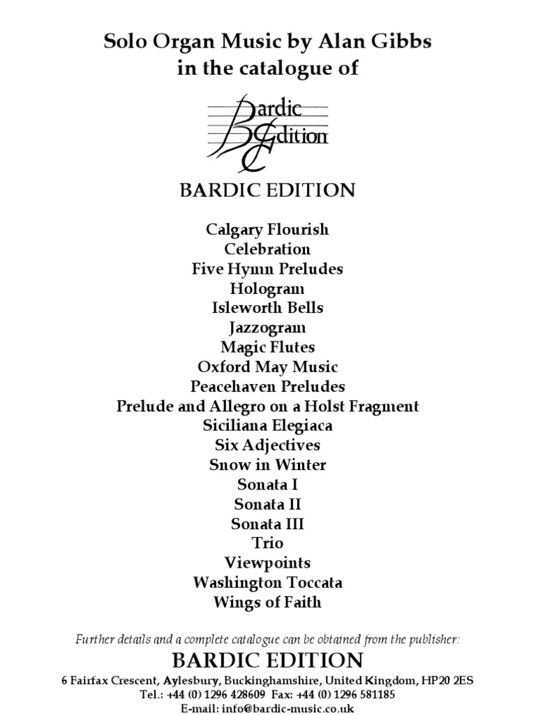 Gibbs Organ Music Advert | PDF