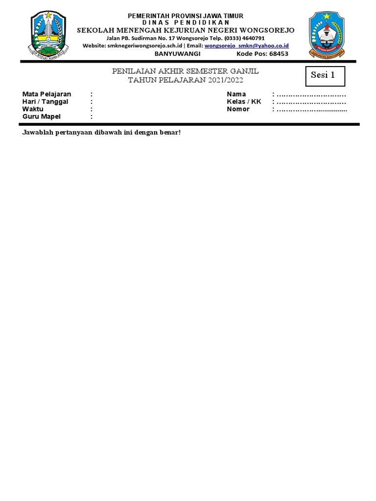 Kop Pas Ganjil 2021-2022 | PDF