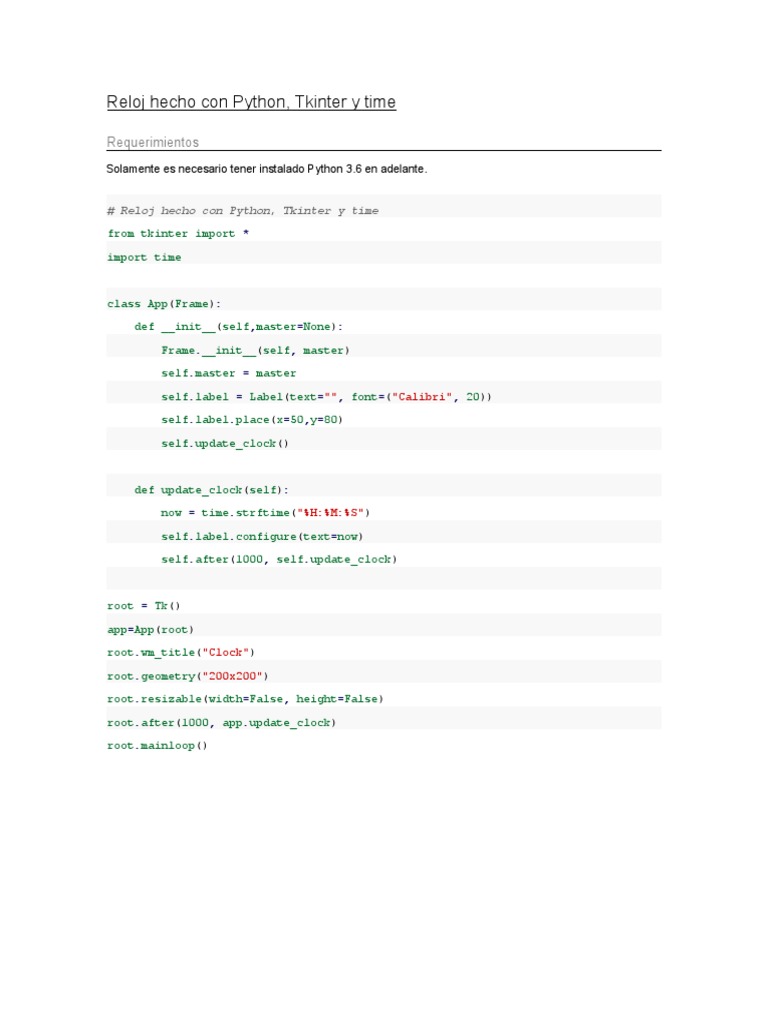 Reloj Hecho Con Python | PDF