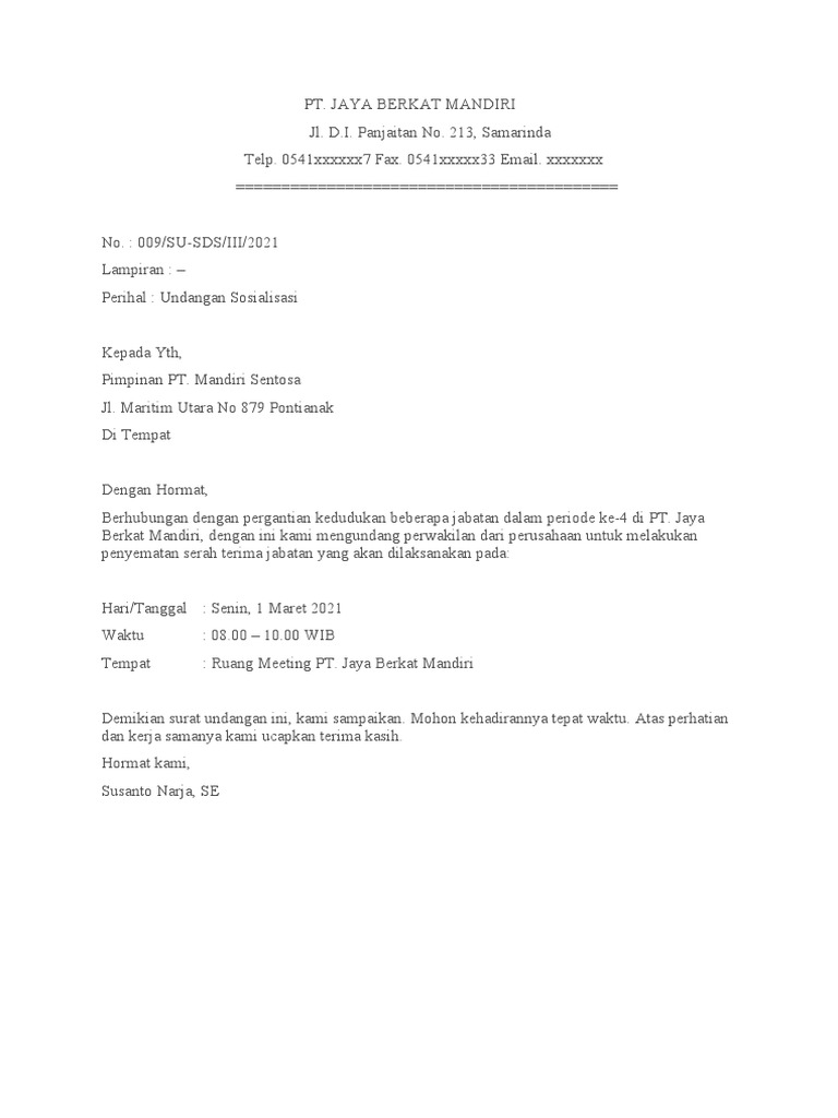 Contoh Surat Resmi Perusahaan | PDF
