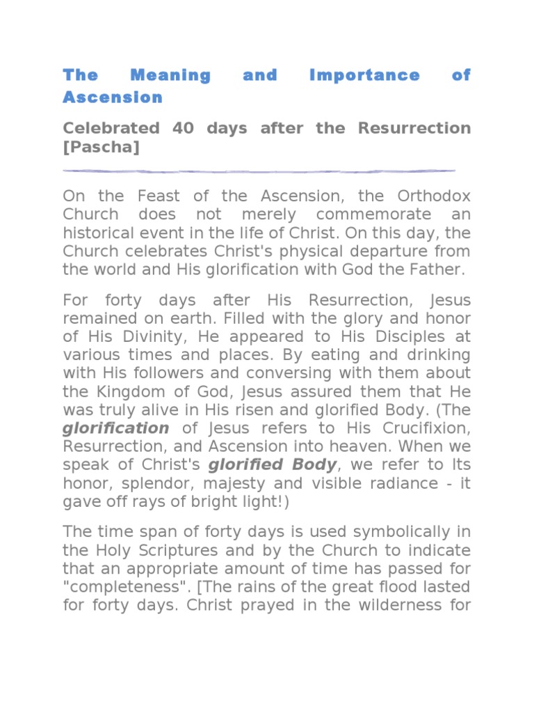 The Meaning and Importance of Ascension | PDF | Ascension Of Jesus ...