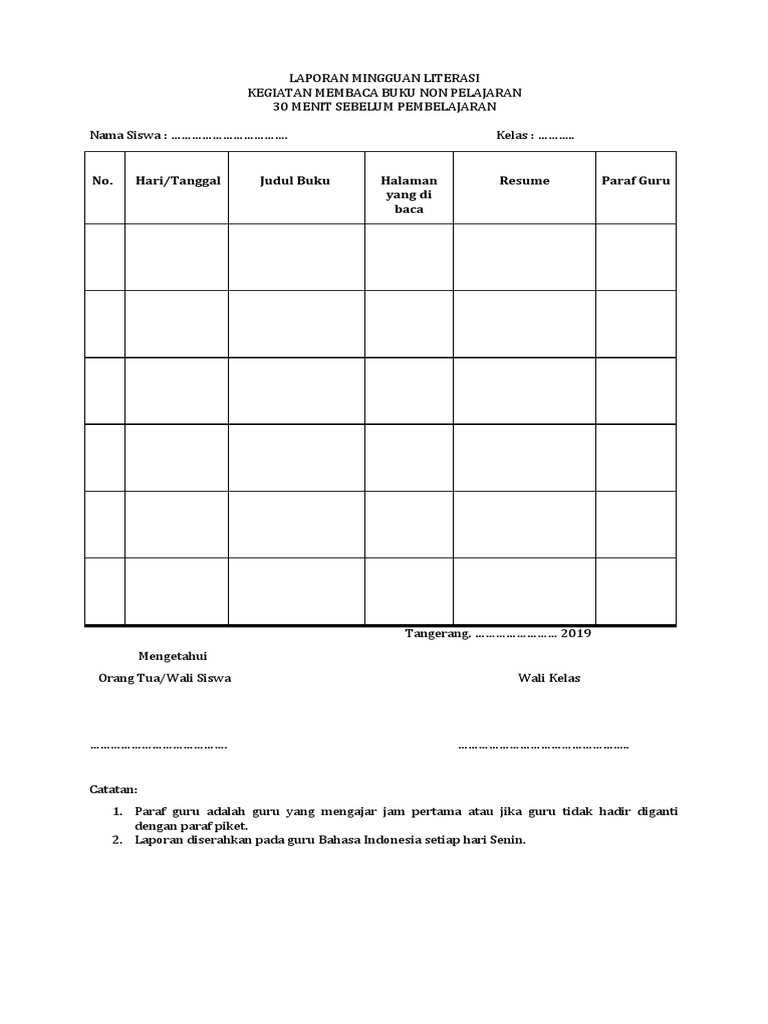 No. Hari/Tanggal Judul Buku Halaman Yang Di Baca Resume Paraf Guru | PDF