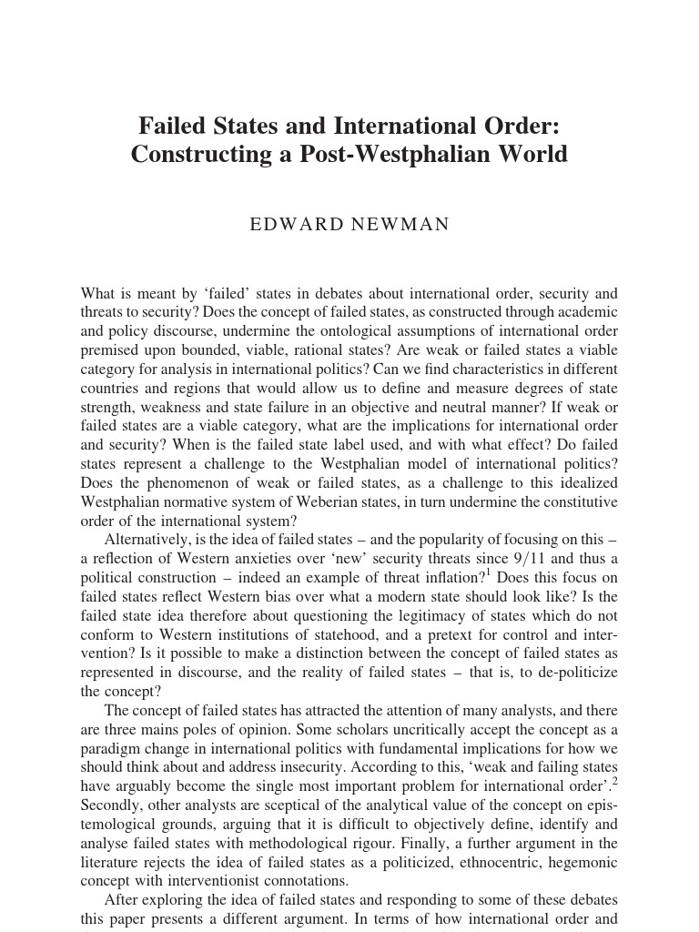 Failed States and International Order Newman | PDF | Failed State ...