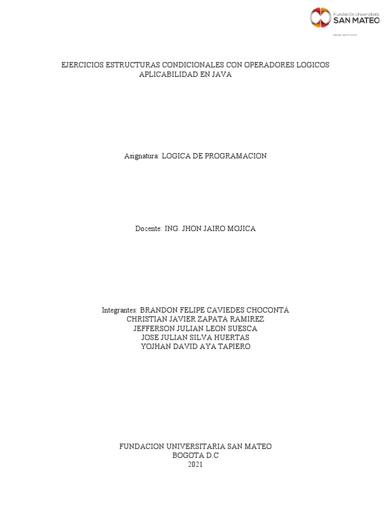 Ejercicios Condicionalse Con Operadores Logicos Aplicabilidad en Java ...