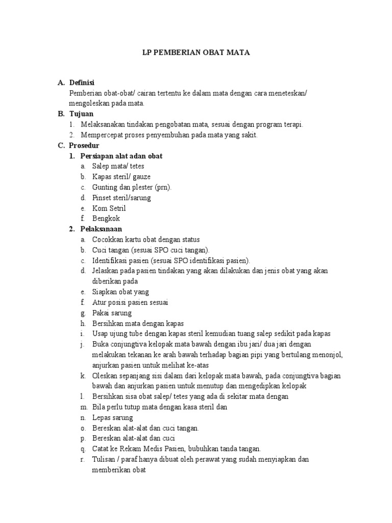 LP Pemberian Obat Mata | PDF