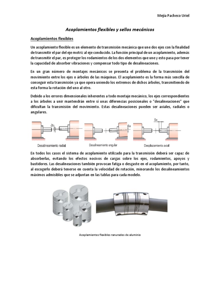 Acoplamientos Flexibles y Sellos Mecánicos | PDF | Transmisión (Mecánica) | Lubricante