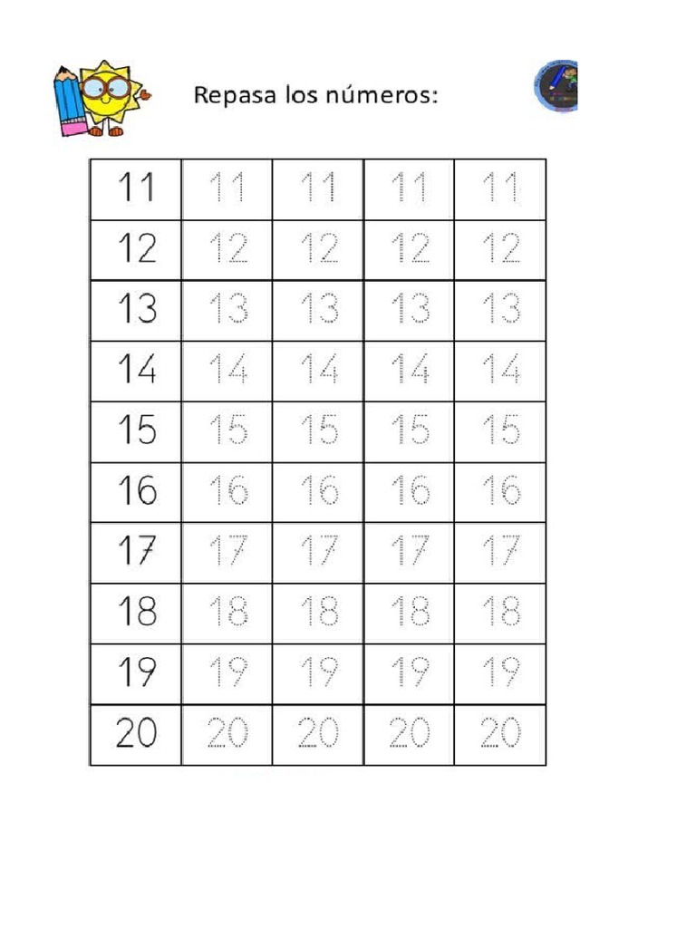 Numeros 11 Al 20 Escritura | PDF