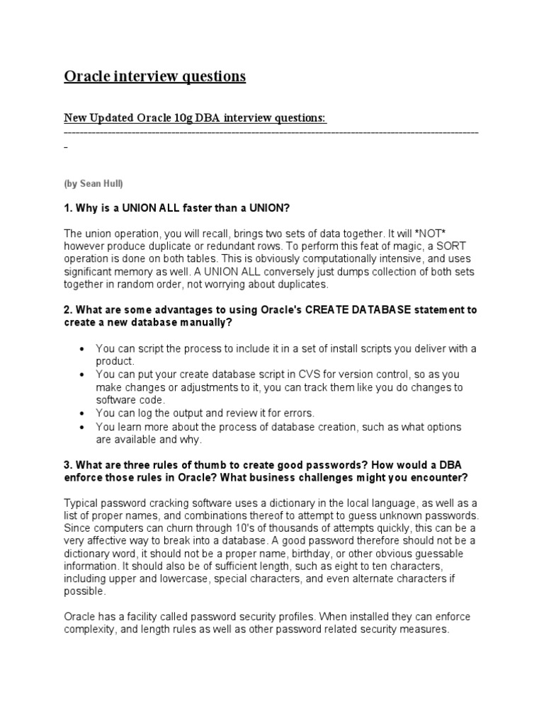 Oracle Interview Questions | PDF | Database Index | Oracle Database