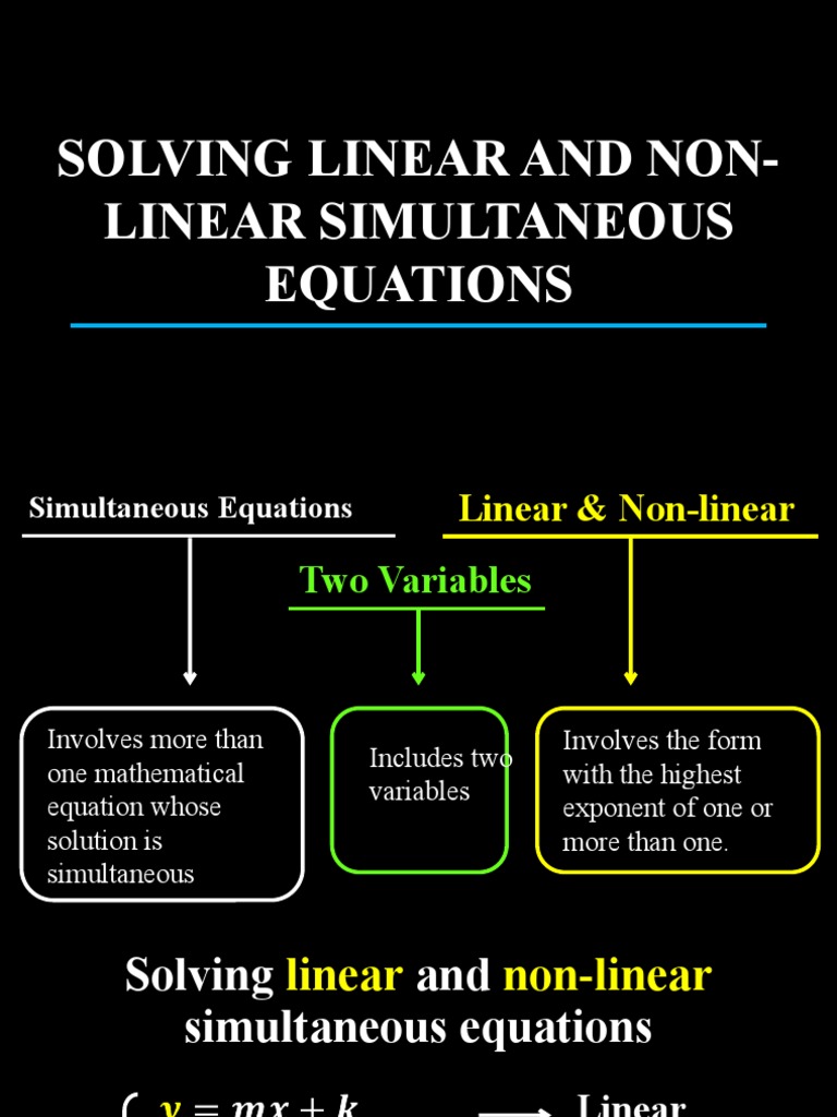 Solving Linear and Non-Linear Simultaneous Equations | PDF | Equations | Nonlinear System