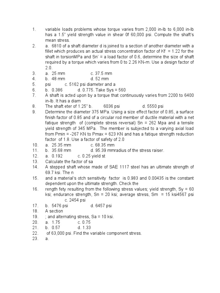 Variable Loads | PDF