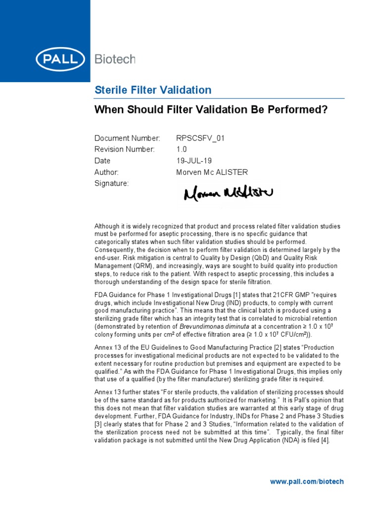 SME Sterile Filter Validation RPSCSFV 01 1.0 17.jul.2019 Final | PDF ...