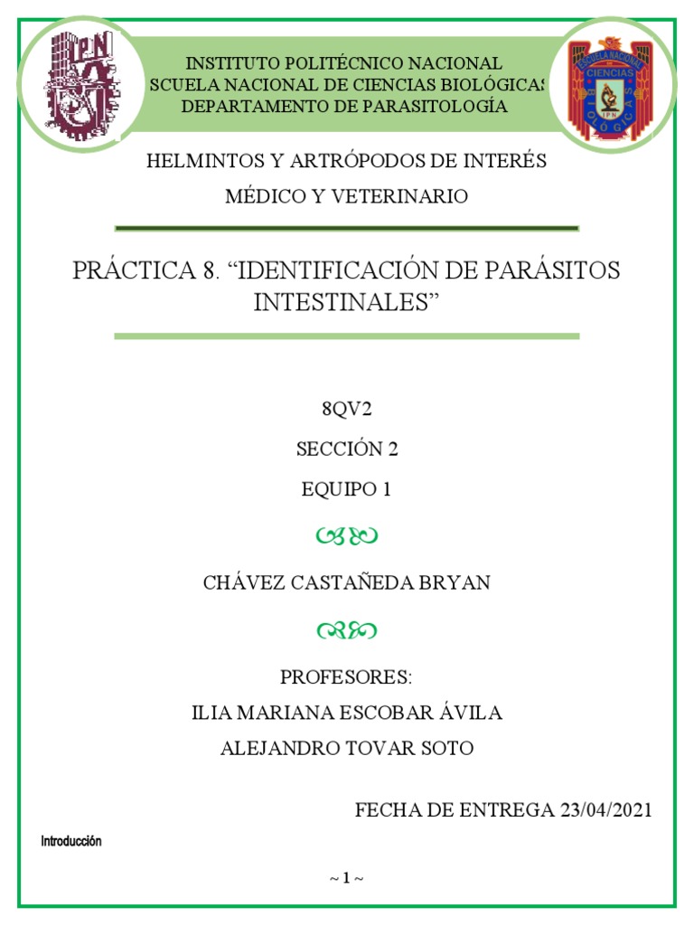 Reporte p8. Helmintos | PDF | Microbiología | Especialidades Medicas