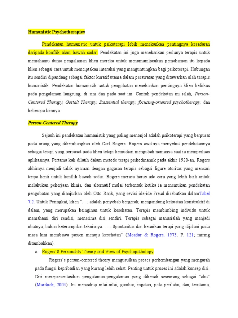 Humanistic Psychotherapy | PDF