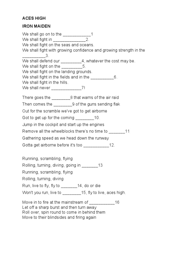 Aces High Lyrics | PDF
