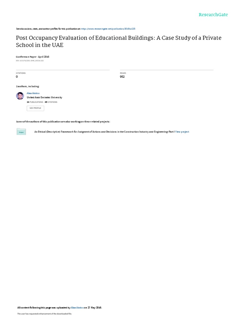 Post Occupancy Evaluation of Educational Buildings | PDF | Evaluation ...