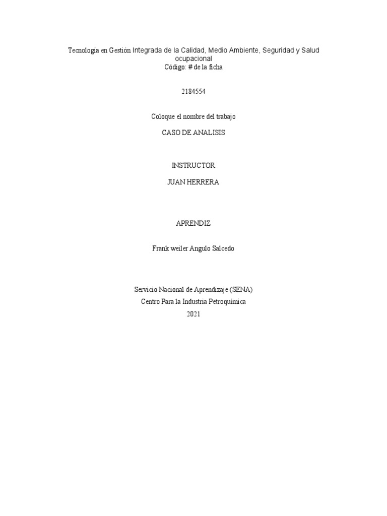 Caso de Análisis Frank Angulo | PDF | Calidad (comercial) | Auditoría