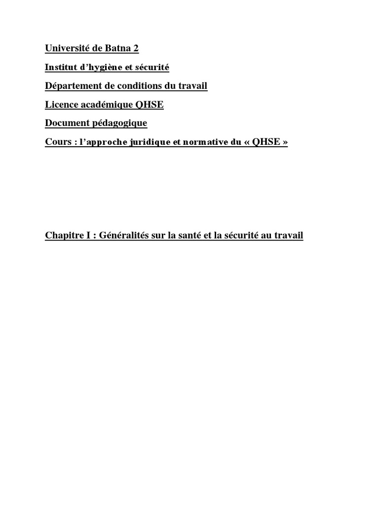 Cours Org Organismes Competents l3 HSST | PDF | Santé et sécurité au ...