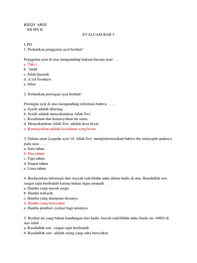 Evaluasi Bab 5 Rizqy Ardi | PDF