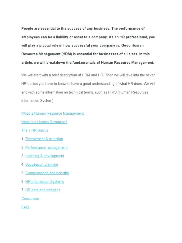 HR Basics | PDF